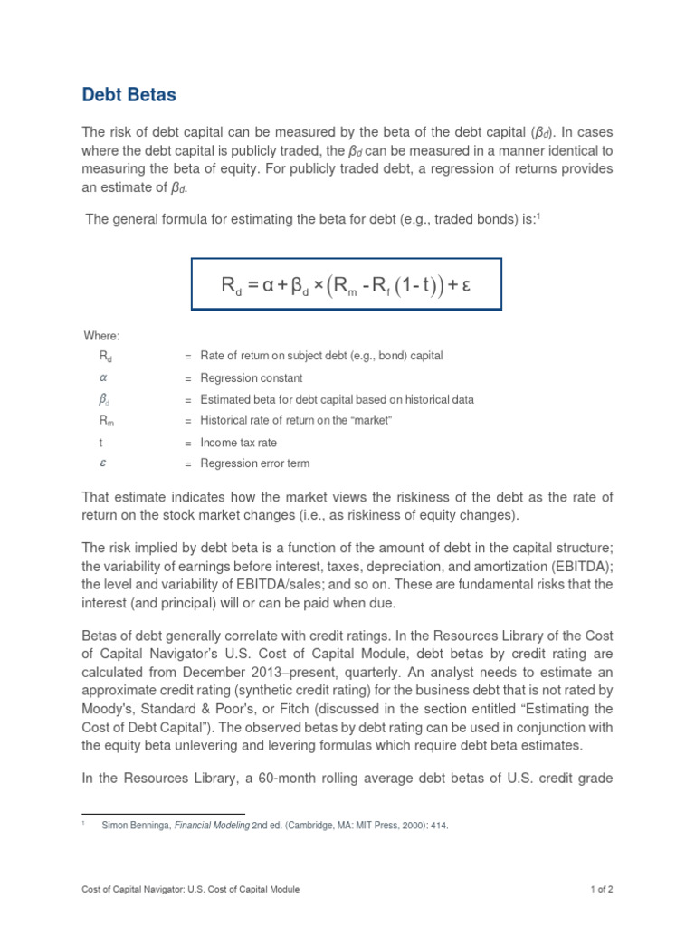 Debt Betas | PDF