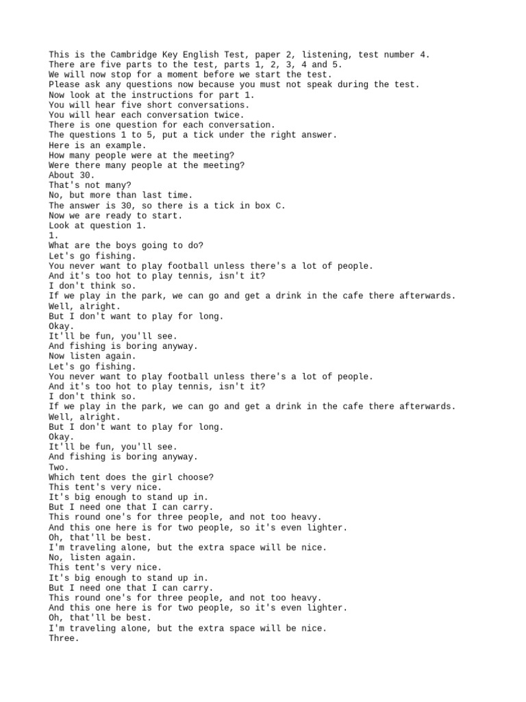 16 - Ket 5 - Test 4 - Part 1 | PDF