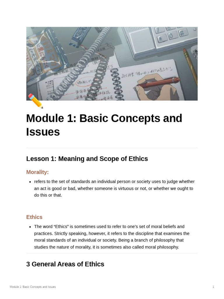 Module 1 Basic Concepts and Issues | PDF | Morality | Relativism