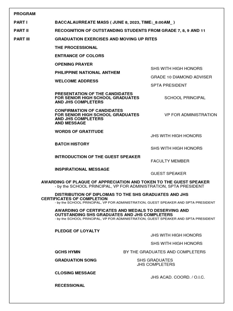 Graduation Script 2023 | PDF