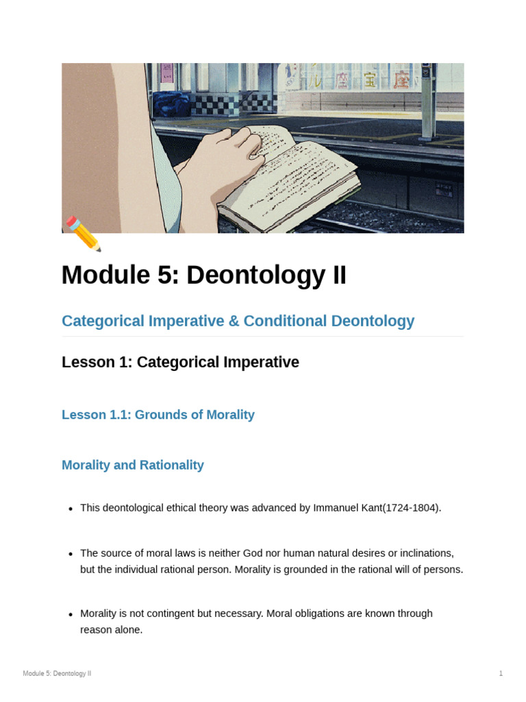 Module 5 Deontology II | PDF | Ethical Principles | Ethical Schools And ...