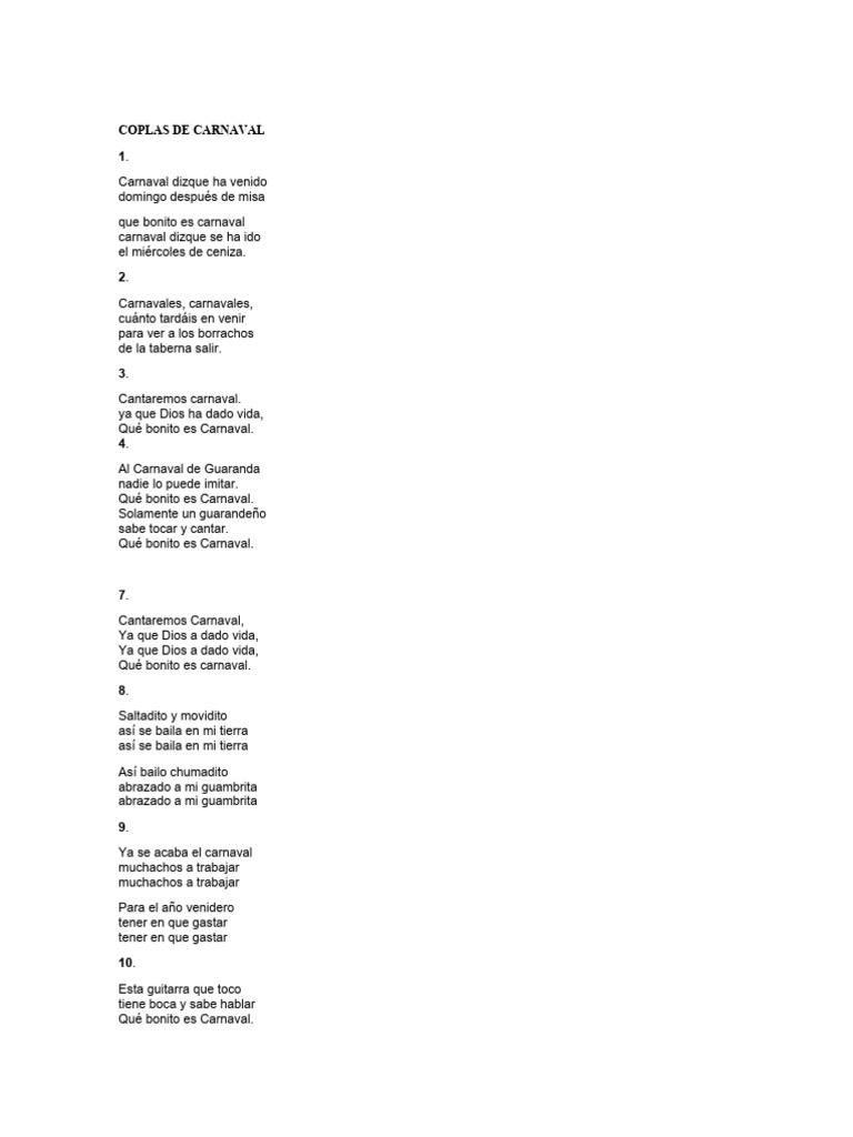 Coplas de Carnaval | PDF