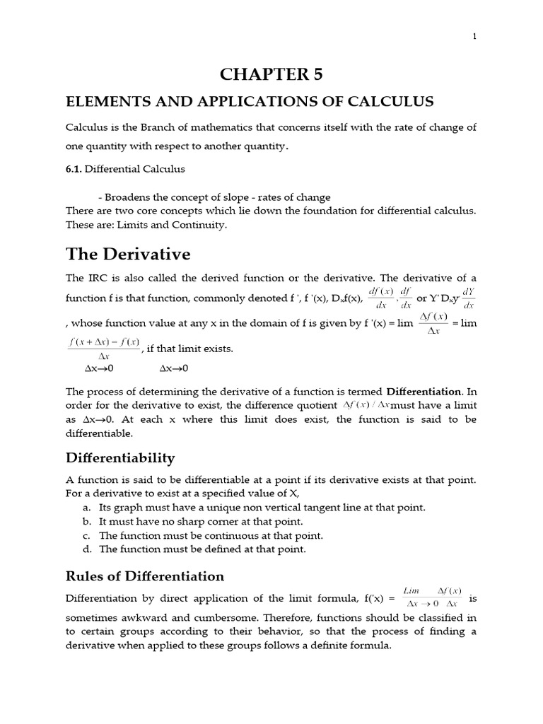 Maths Chapter 5 | PDF | Derivative | Function (Mathematics)