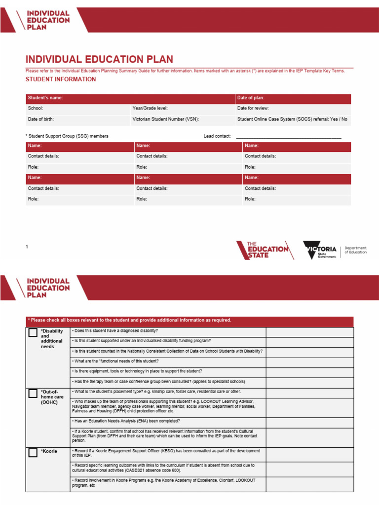 IEP template | PDF | Goal | Individualized Education Program
