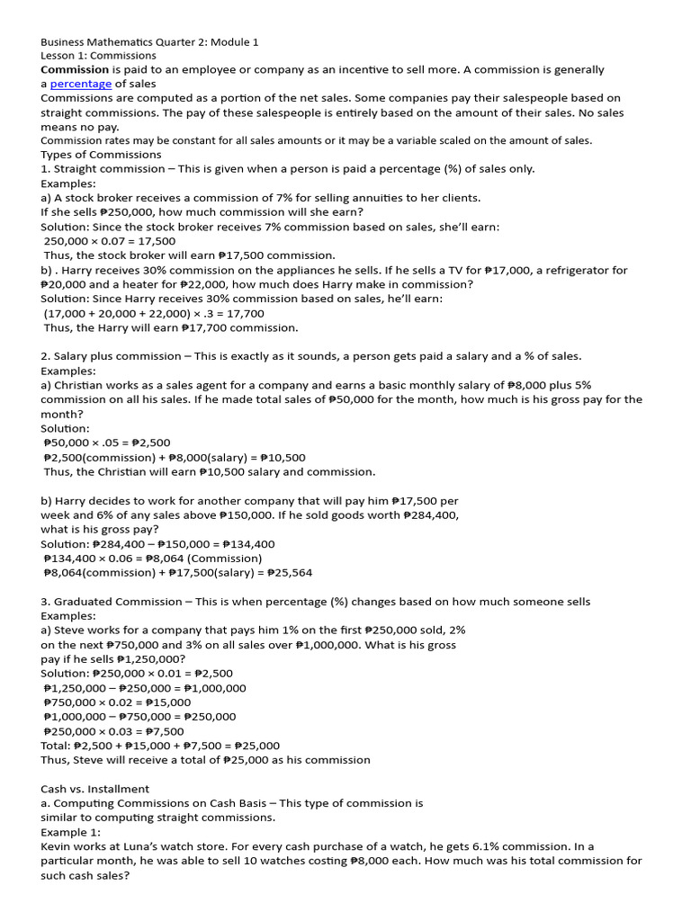 Commission-Notes | PDF | Loans | Interest