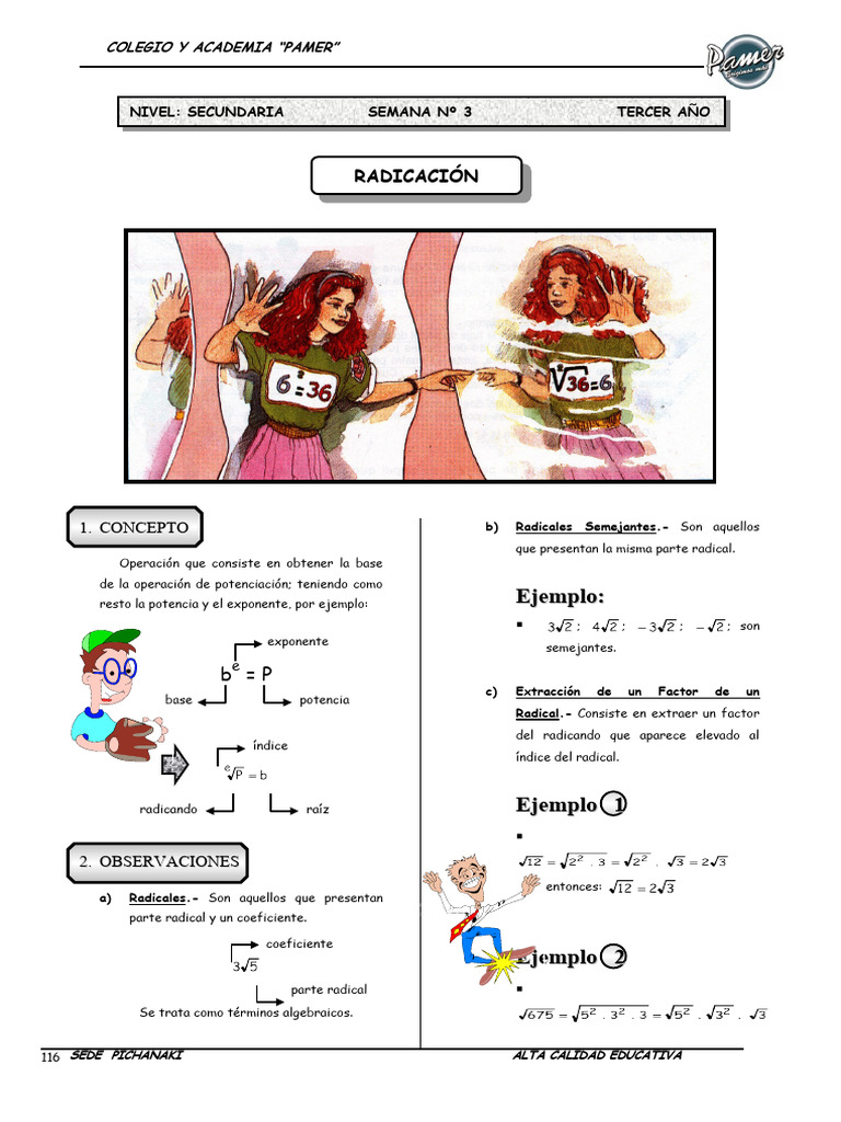 III BIM - 3er. Año - ALG - Guía 3 - Radicación | PDF