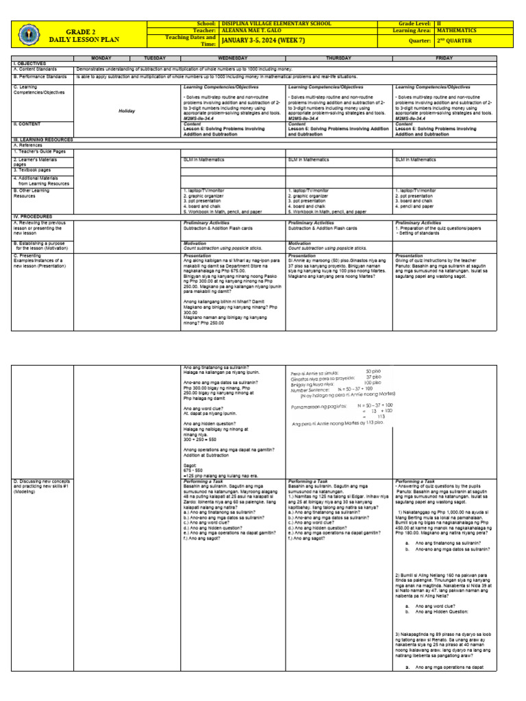Q2 W7 Math | PDF | Learning | Cognition