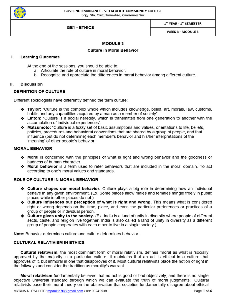 Ethics - Module 3 | PDF | Morality