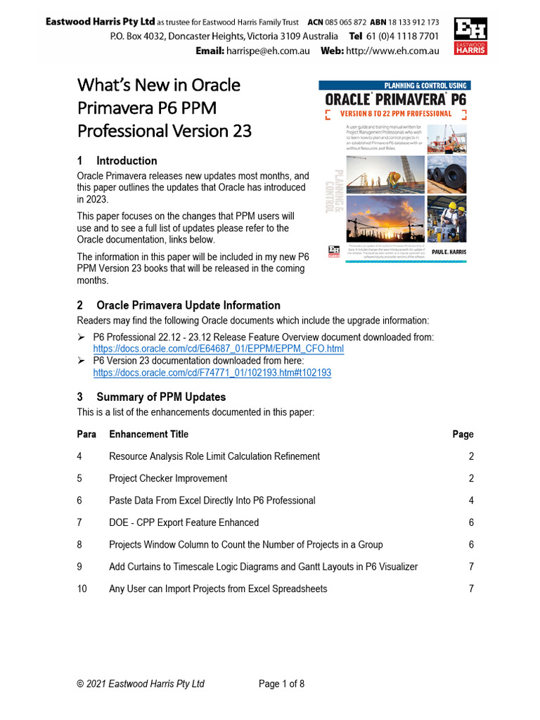 Whats New in P6PPMV23 | PDF | Microsoft Excel | Databases