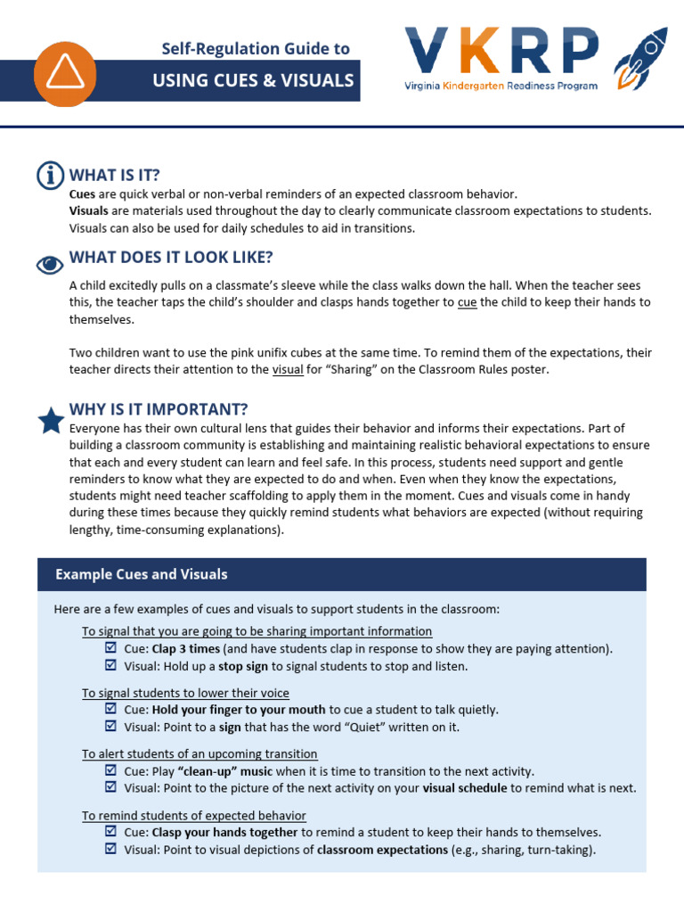 Classroom Cues and Visuals Guide | PDF | Nonverbal Communication | Learning
