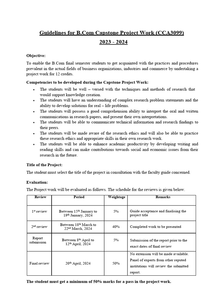 Capstone Project Guidelines Winter Sem 23 - 24 | PDF