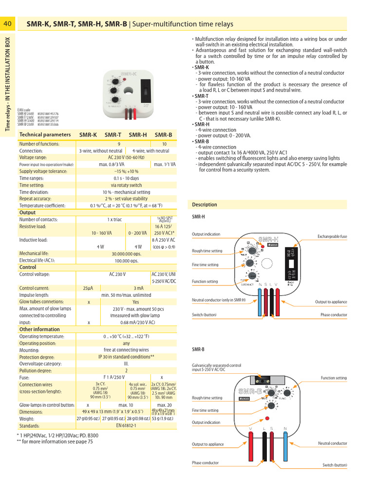 Datasheet SMR-K SMR-T SMR-H SMR-B | PDF | Mains Electricity | Alternating Current