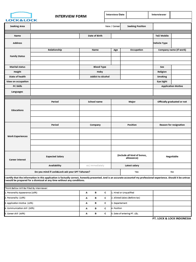 Interview Form. | PDF