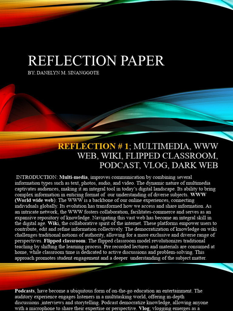 REFLECTION PAPer Danelynsinanggote | PDF | Multimedia | Educational Technology