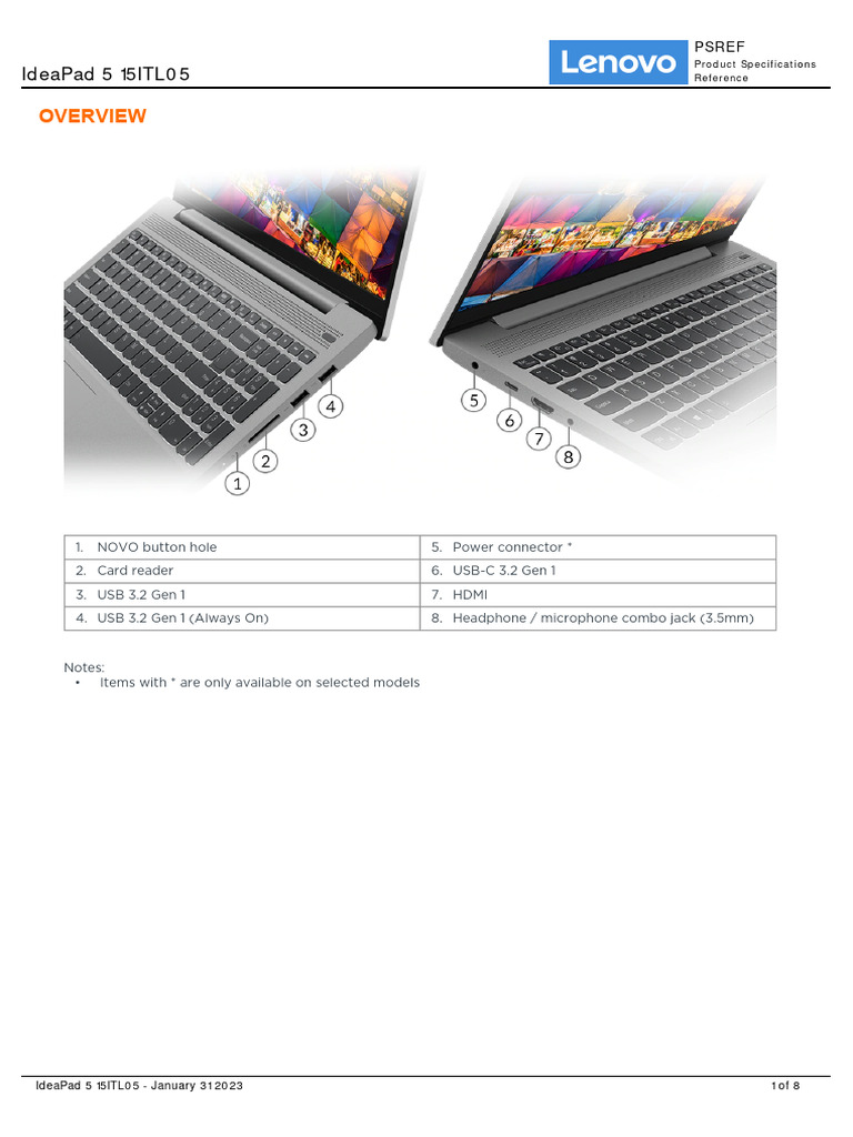 IdeaPad 5 15ITLO5 | PDF | Usb | Computer Architecture
