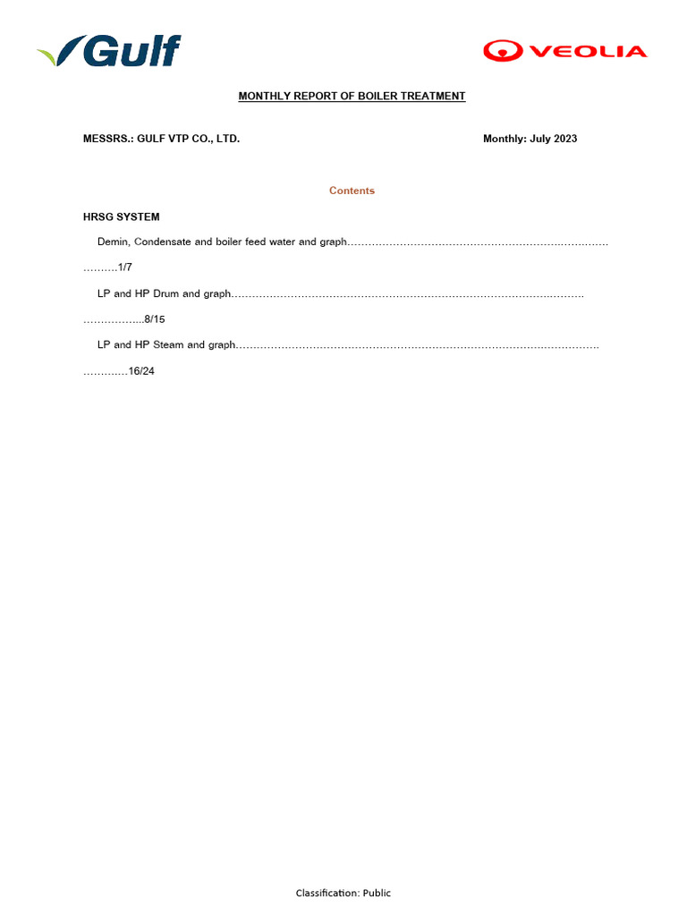 Boiler Quality Water Report in July 2023 | PDF
