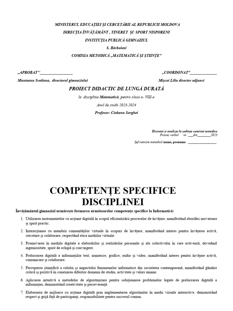 Planificare 7-9 Informatica | PDF