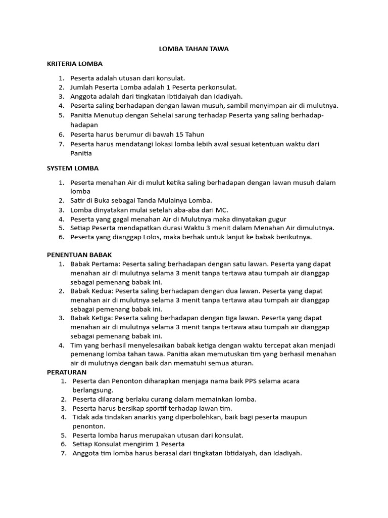 Lomba Tahan Tawa | PDF