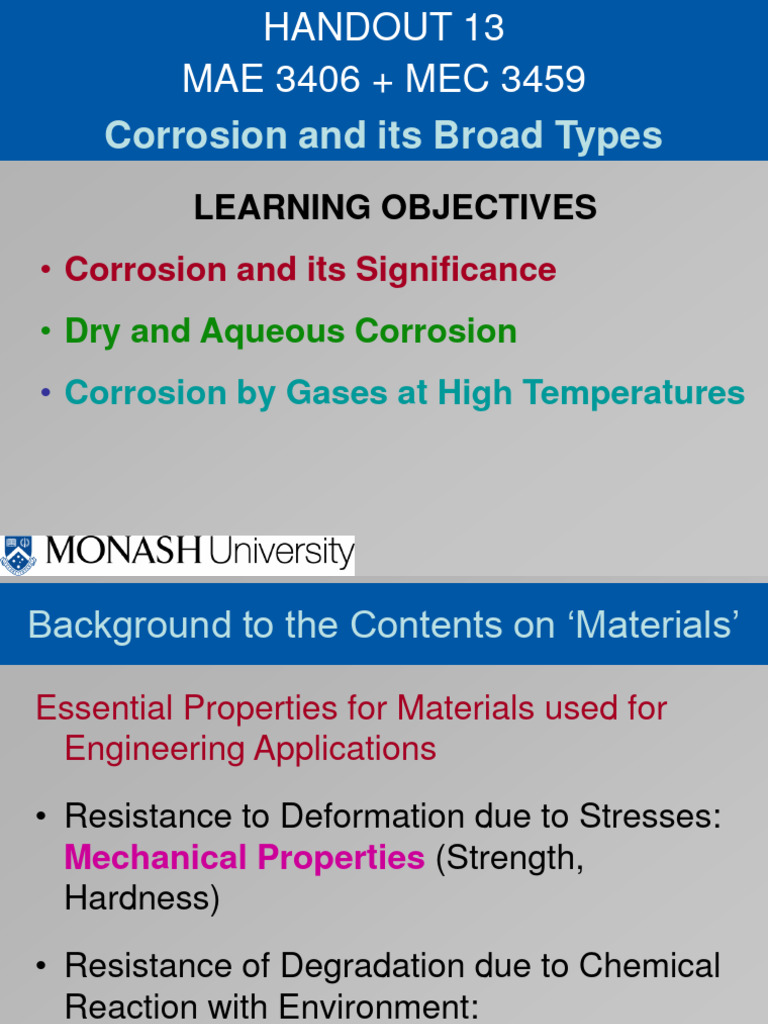 Handout - 13 - Corrosion and Its Types - High Temp Corr - Raman | PDF ...