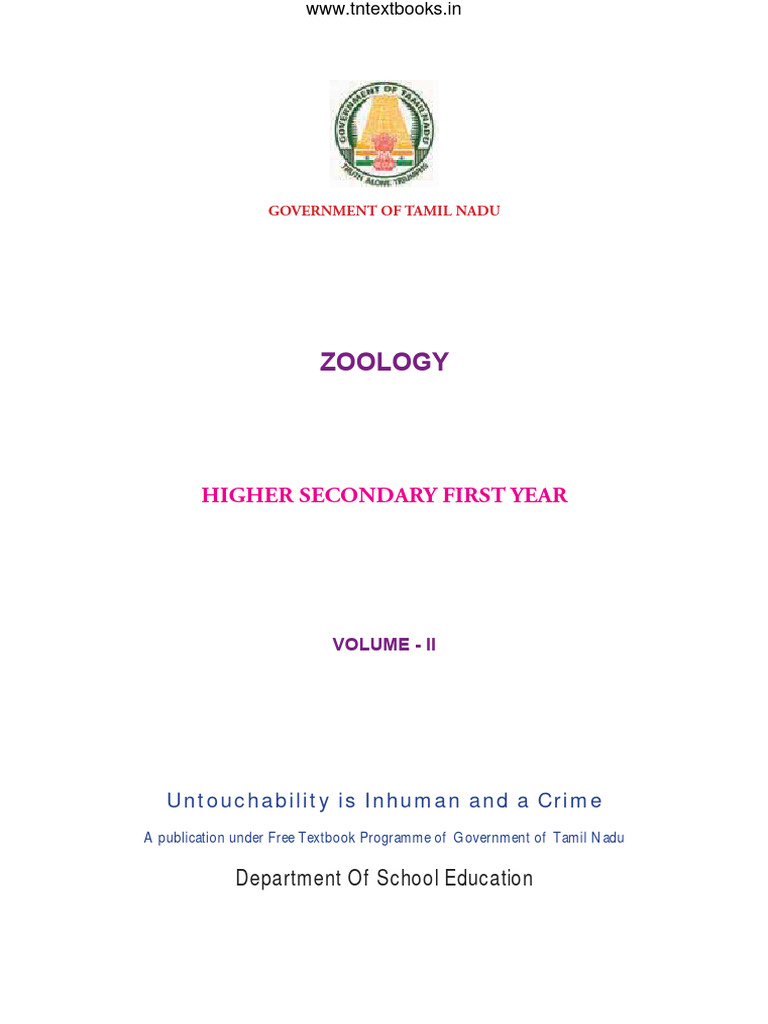 TN Board Class 11 Zoology Vol 2 EM | PDF