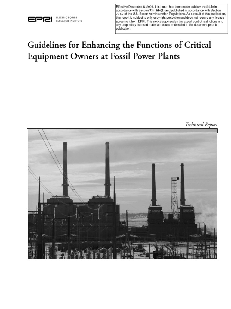 Guidelines For Enhancing The Functions of Critical Equipment Owners at Fossil Power Plants ...