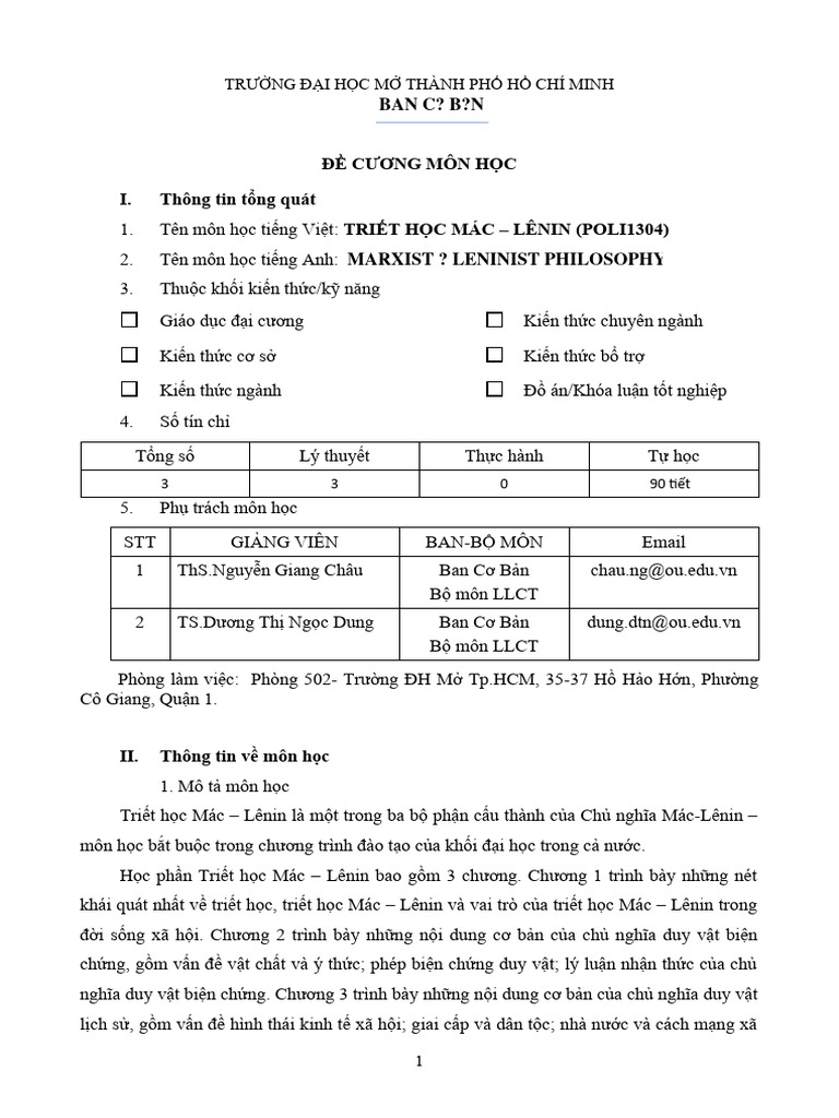 1 - Triet Hoc Mac Lenin - POLI1304 | PDF