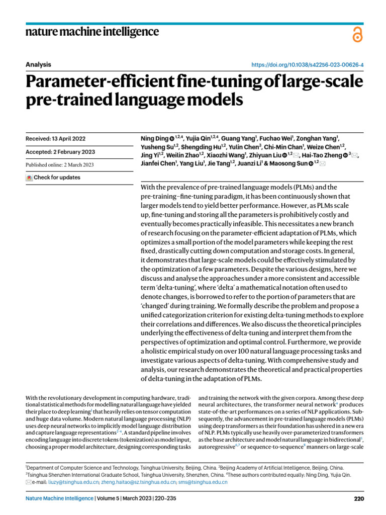 Parameter-Efficient Fine-Tuning of Large-Scale Pre-Trained Language Models | PDF | Product ...