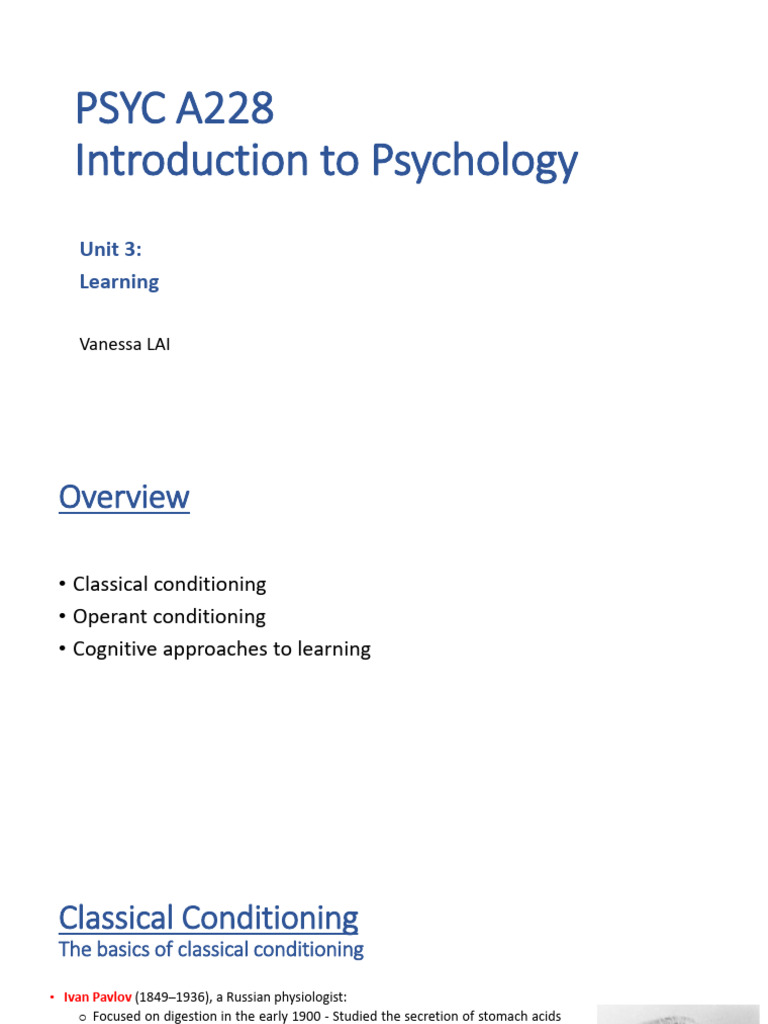 Unit 3 Learning | Download Free PDF | Classical Conditioning | Reinforcement
