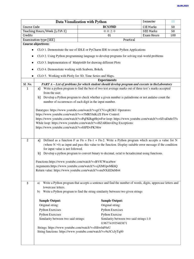 Data Visualization With Python: BCS358D | PDF | Computer Program | Programming