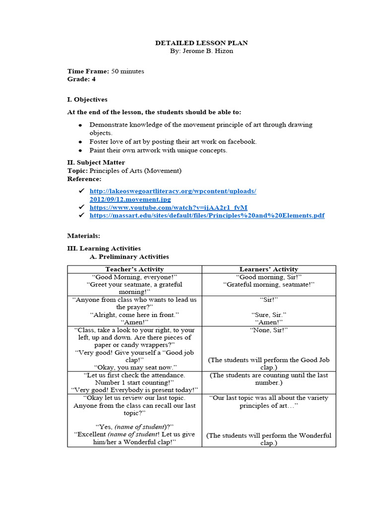 Detailed Lesson Plan Besss | PDF | Cognition | Learning