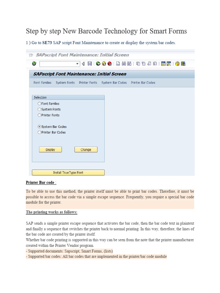 Sap Barcode Development Pdf Barcode Printer Computing