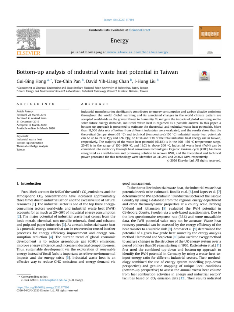Industrial Waste Heat Potential in Taiwan | PDF | Heat | Waste