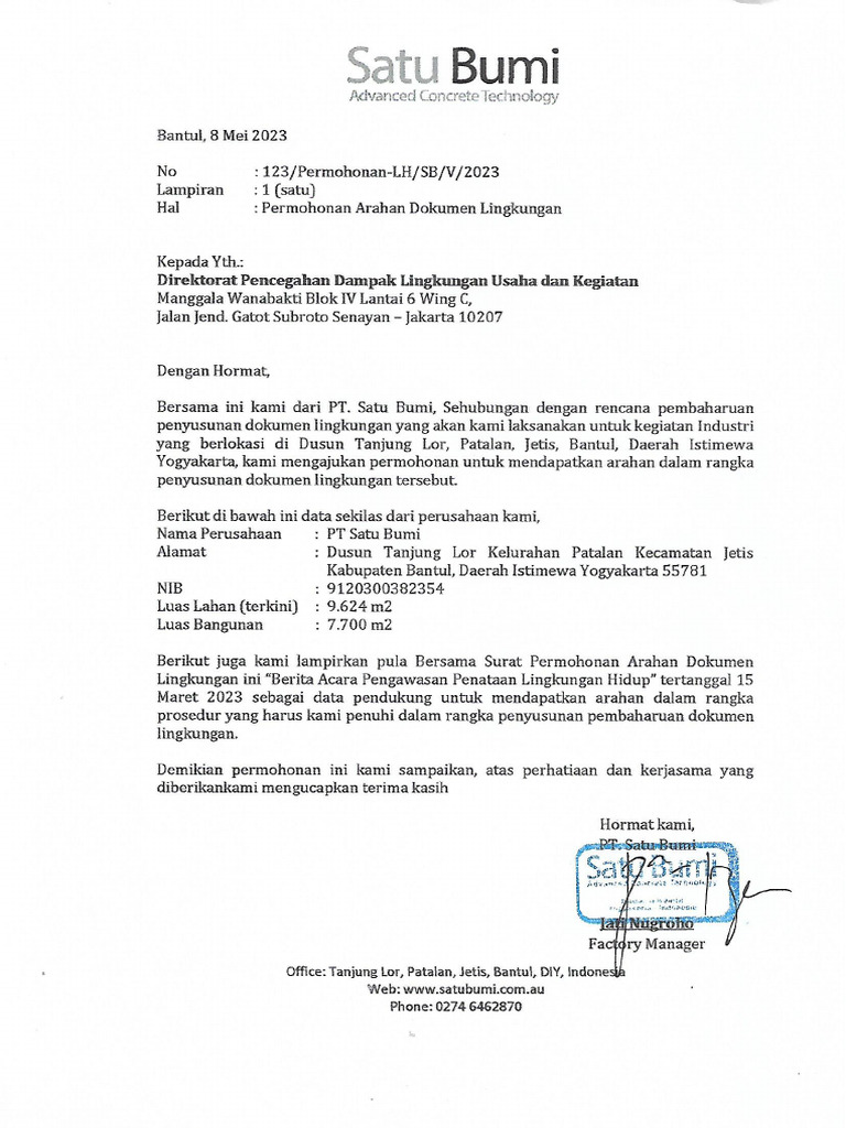 Permohonan Arahan Dokumen Lingkungan | PDF