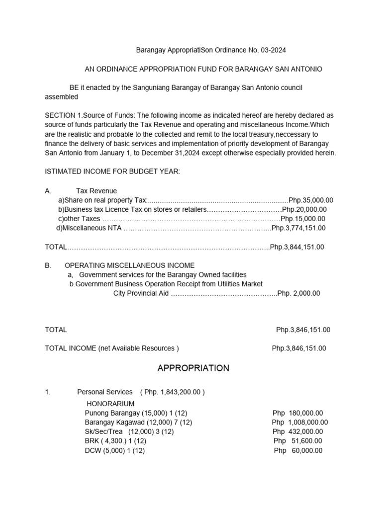 Brgy. Resolution | PDF | Taxes | Economies