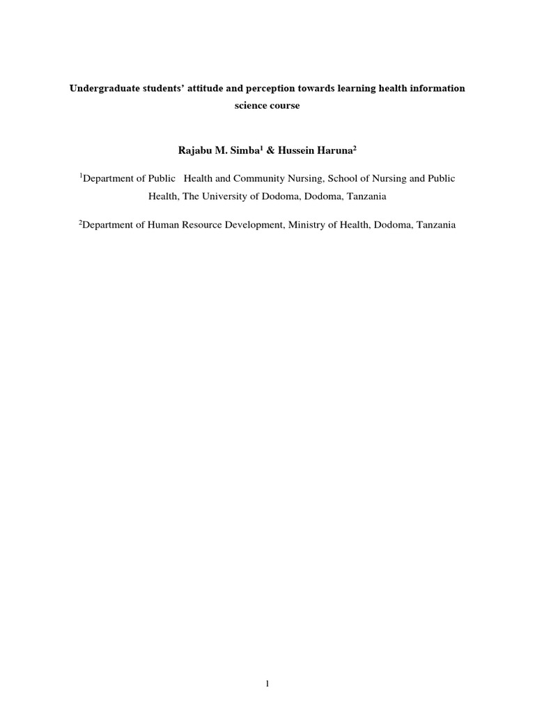 Undergraduate Students' Attitude and Perception Towards Learning HIS ...