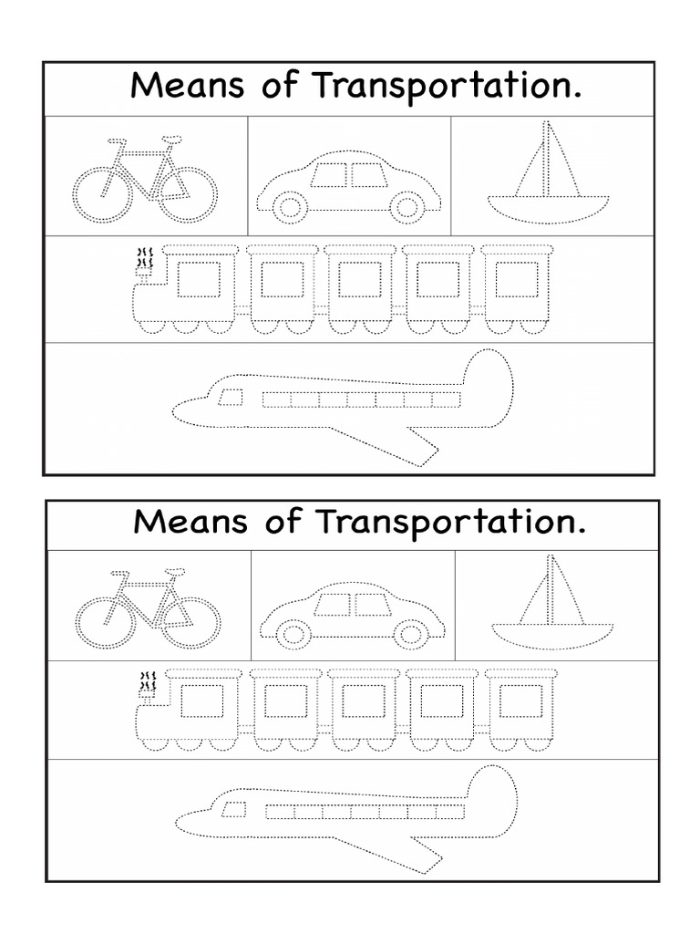 Means of Transportation Tracing, Coloring, Cutting, and Lacing | PDF