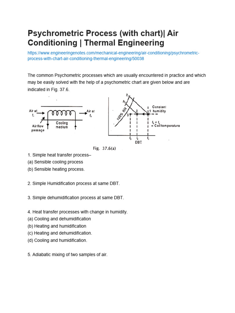 Psychrometric Processes in Air Conditioning | PDF | Humidity | Air ...