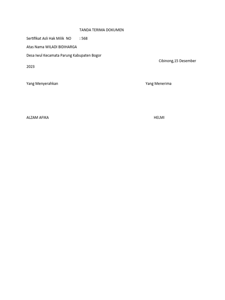 Tanda Terima Dokumen | PDF