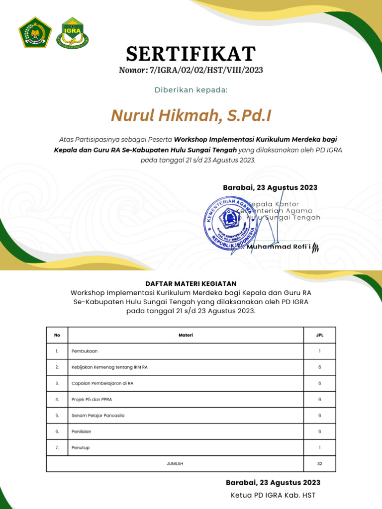Sertifikat Igra | PDF