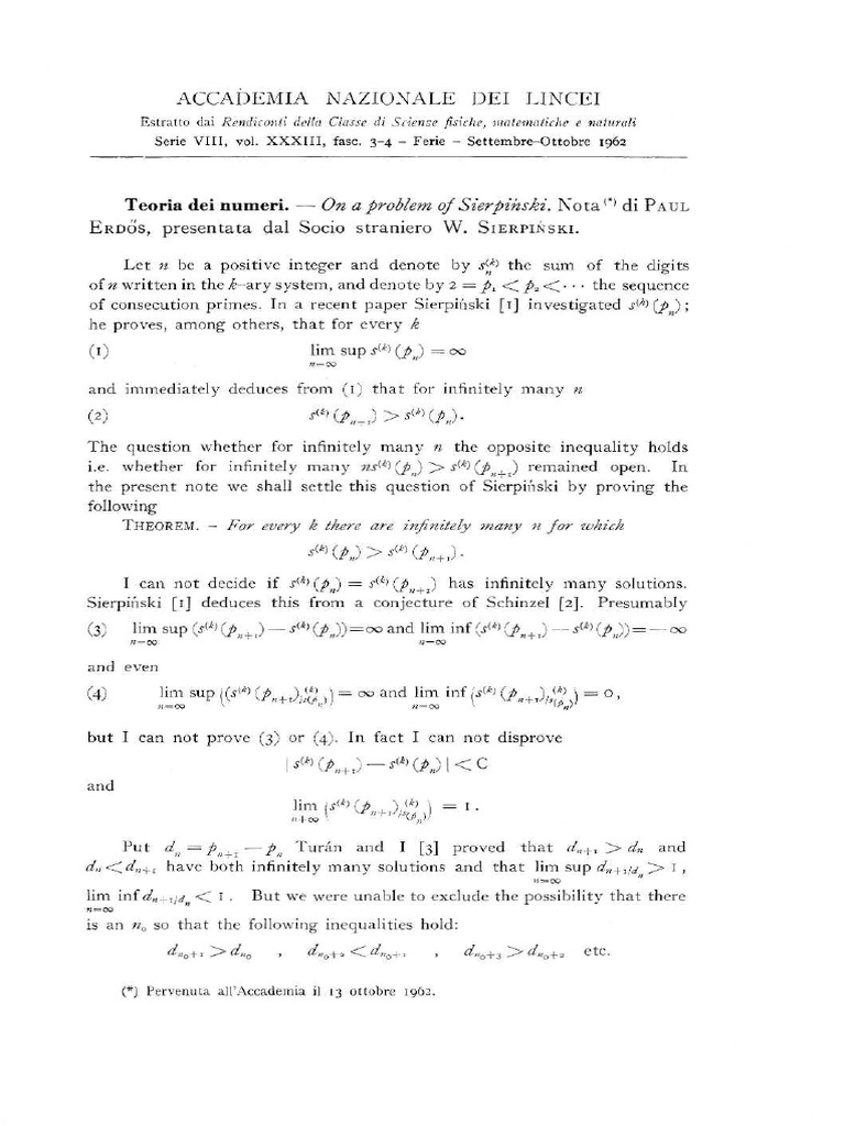 1962 08erdos | PDF | Mathematical Analysis | Mathematical Objects