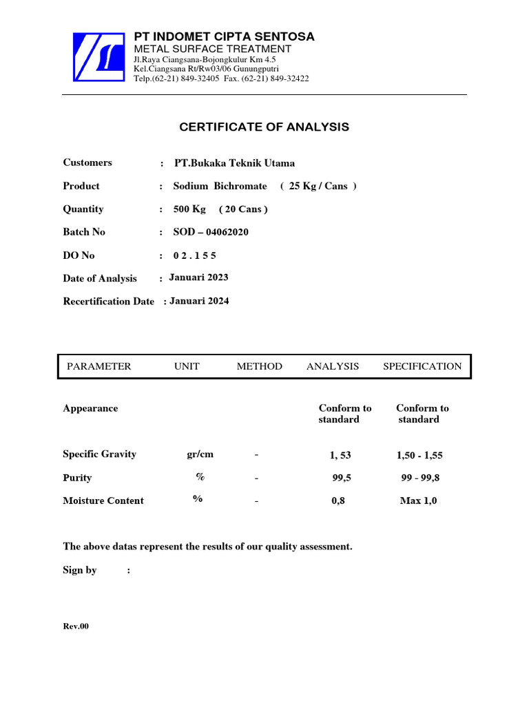 CoA Sod Bichr | PDF