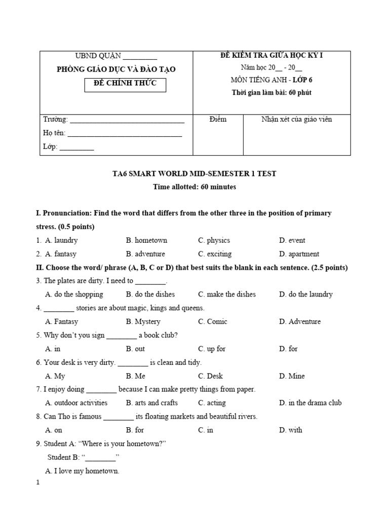 Grade 6 English Midterm Test | PDF | Amsterdam | Verb
