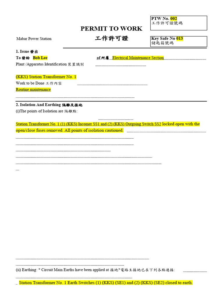 MB HV PTW Sample For LQ | PDF | Electrical Engineering | Electricity