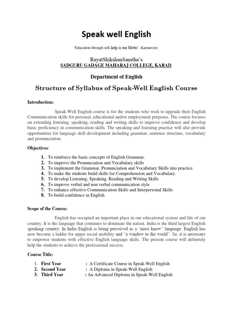 Speak-Well English Course Overview | PDF | English Language | Syntax