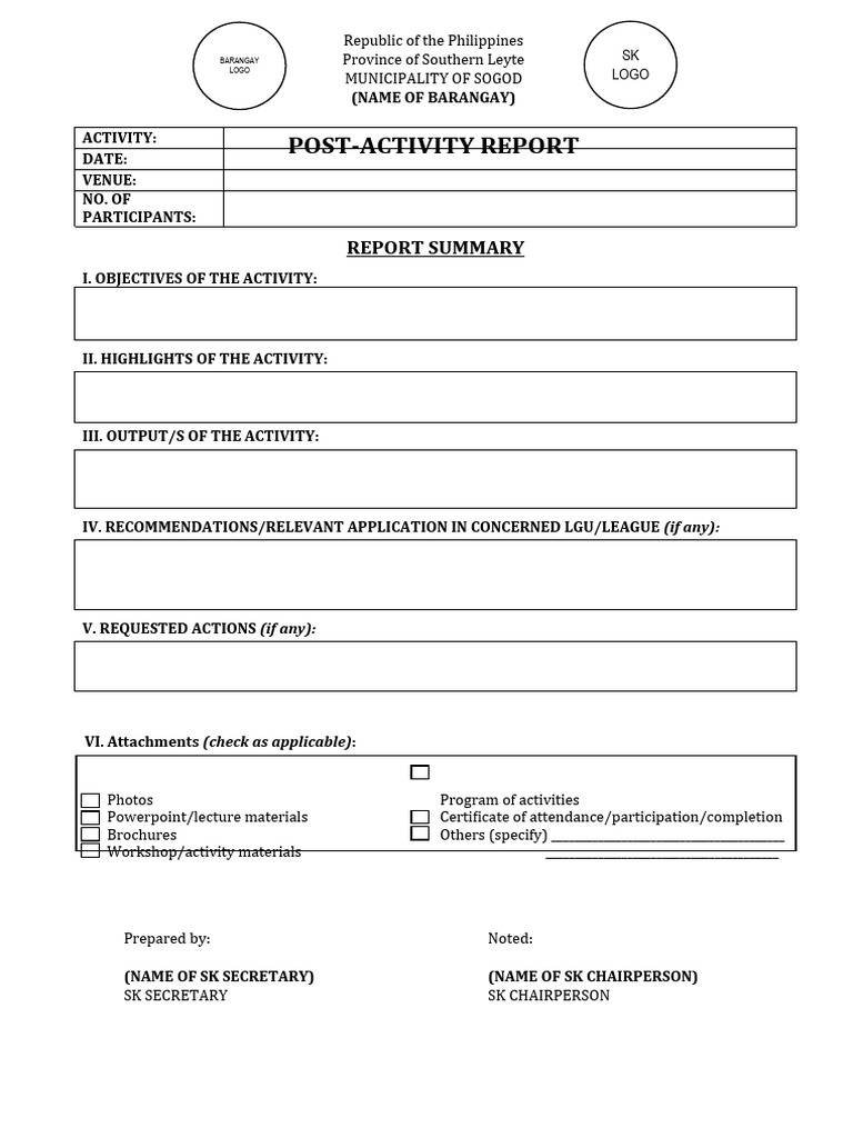 Post-Activity Report (PAR) Template | PDF