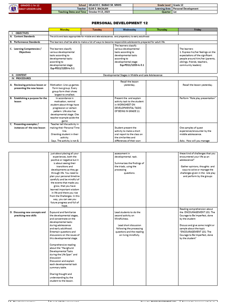 DLL Perdev Week 6 | PDF | Career & Growth | Science & Mathematics