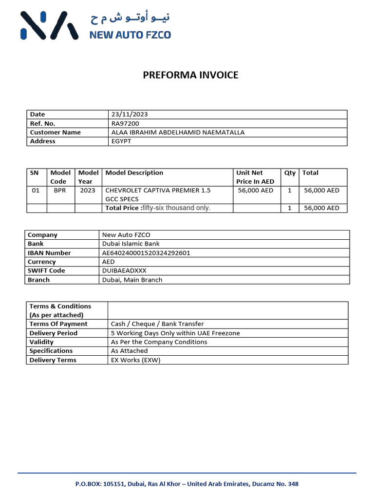 Performa Invoice Captiva | PDF | United Arab Emirates | Insurance