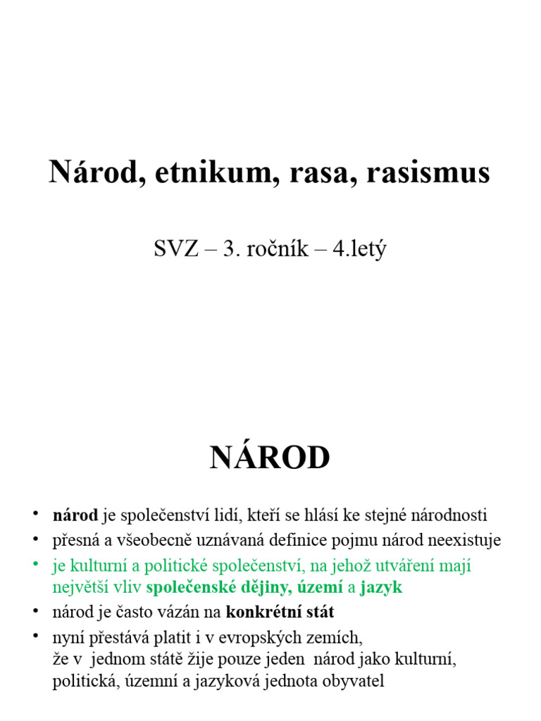 Rasy, Národ, Rasismus SCR3 | PDF