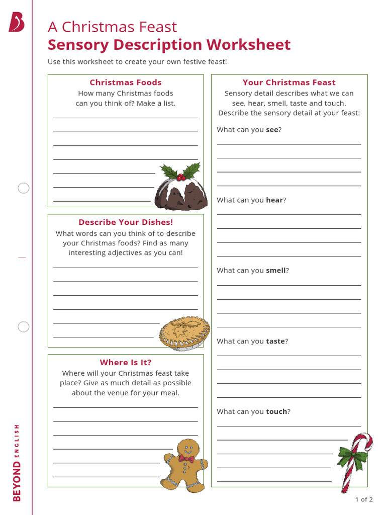 Christmas Feast Sensory Worksheet | PDF | Cooking | Cuisine