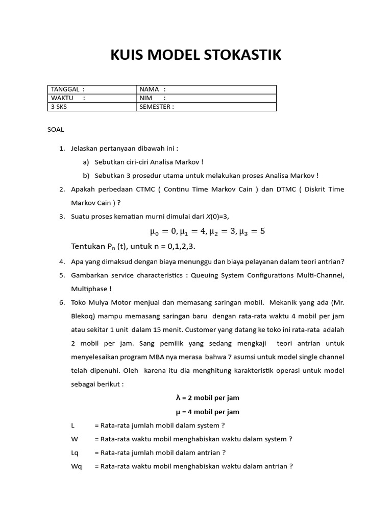 Kuis Model Stokastik - 2 | PDF